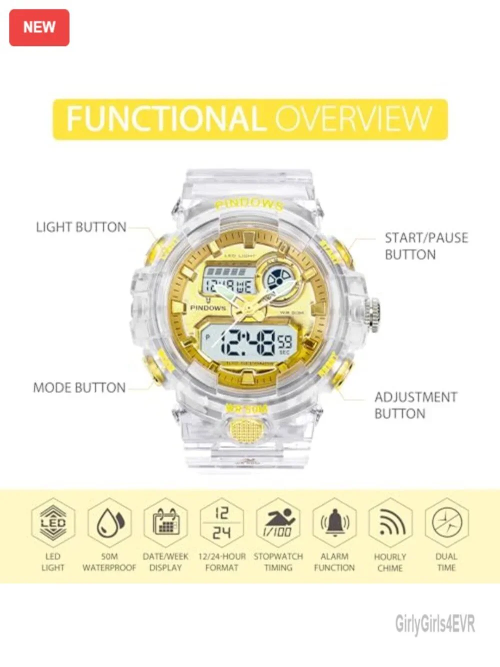 Accessories | Womens Digital Sports Watch With 7 Color Led Light Alarm ...